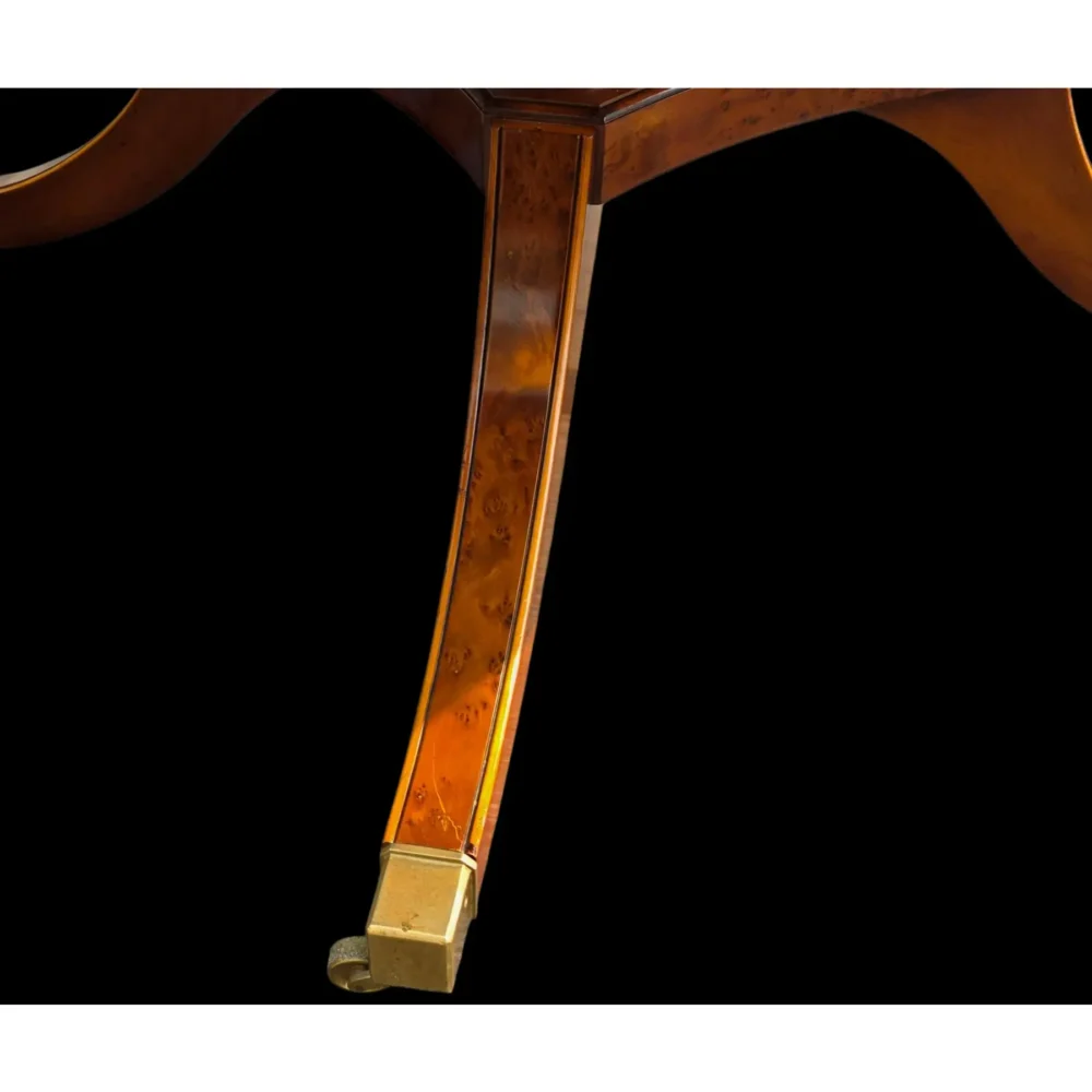 84" Yew Wood Jupe Dining Table With Matching Yew Wood Leaves Storage ...