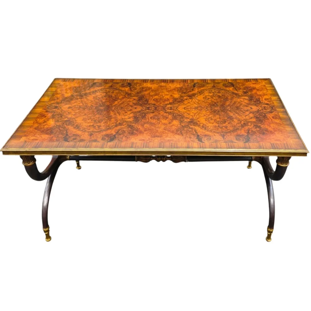 La Barge Neoclassical Revival Dark Patinated Iron, Brass and Burl Wood ...