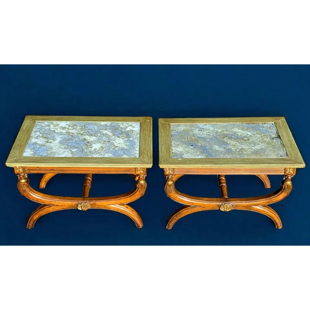 Pair of 19th Century Neoclassical Style Reverse Painted Glass Top ...